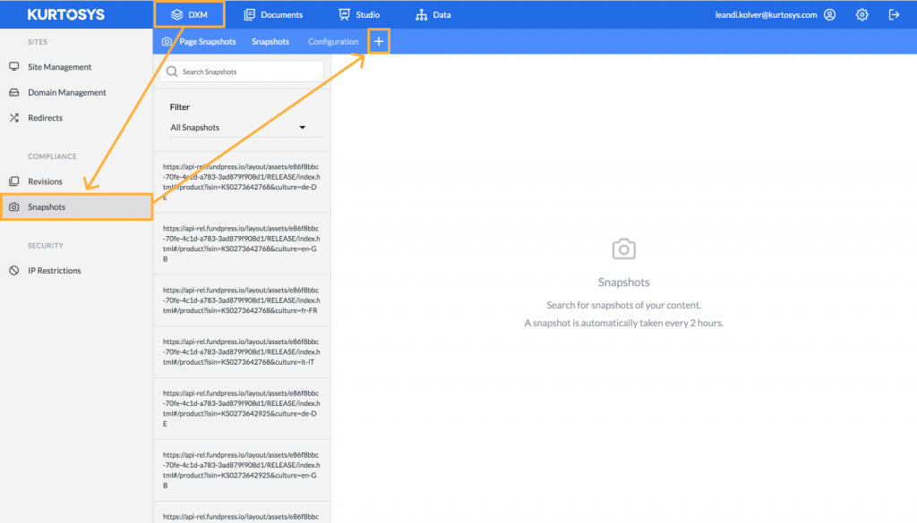 How To Configure Snapshots | Kurtosys
